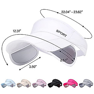Peicees Wide Brim Visor Hat for Women Golf Visor Cap Sun Protection Hat for Beach Garden Tennis Running Sunshade Hat White