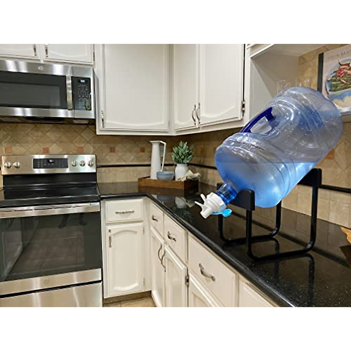 YUKU CANYON Water Jug Holder, 3-5 Gallon Collapsible Drink Dispenser Stand - Strong Steel Rack for Countertop, Office, Party, No-Leak Valve - Complete with Tray