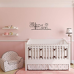 I am a Child of GOD - Carved Letters Vinyl Wall Decal Christian Quotes Art Home Décor Motto for Kids Nursery Room Lettering Stickers Decoration