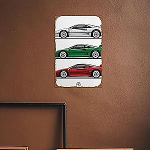 Ferrari F40 3 Color Collection PosterMetal Sign Retro Wall Decor for Home Gate Garden Bars Restaurants Cafes Office Store Pubs Club Sign Gift 12 X 8 INCH Plaque Tin Sign