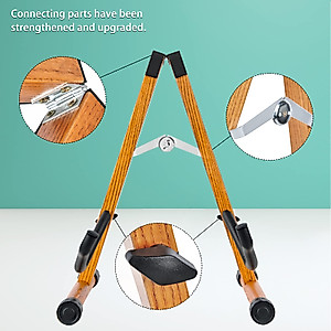VANPHY Adjustable Beech Wood Guitar Stand Folding Electric Acoustic Guitar Stand Floor Bass Stand Wooden with Padded Classical bass Stand A-Frame Ukulele