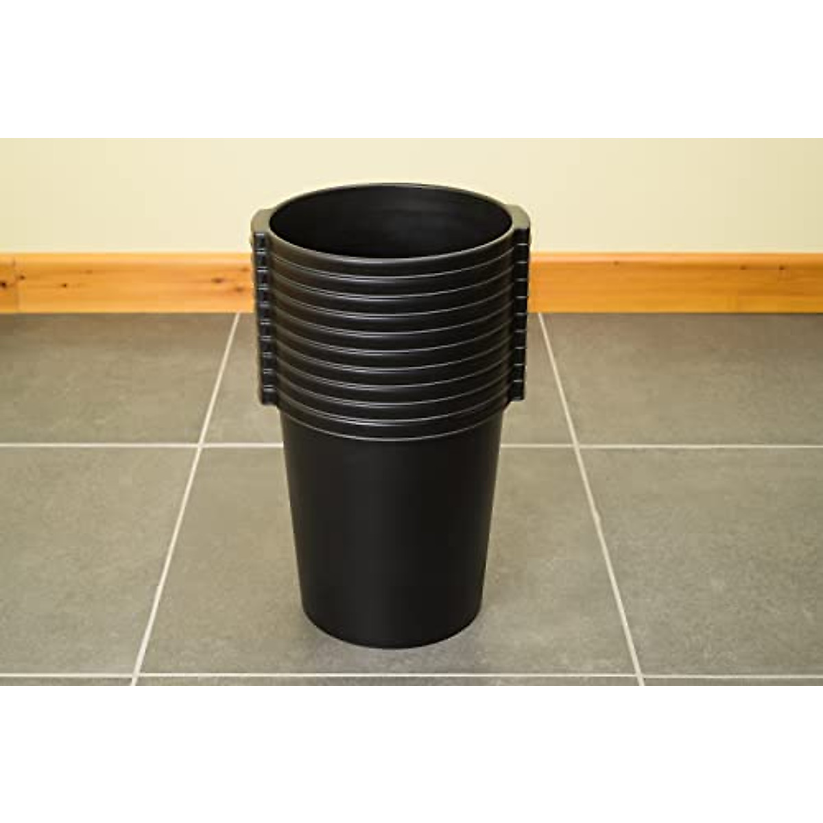 Tarifold Jalema® Re-Solution™ Commercial Wastepaper Trash Can for Office or Home, 4.75 Gallon/19 Quart Capacity, Black, 100% Recycled Plastic, 10/bx.
