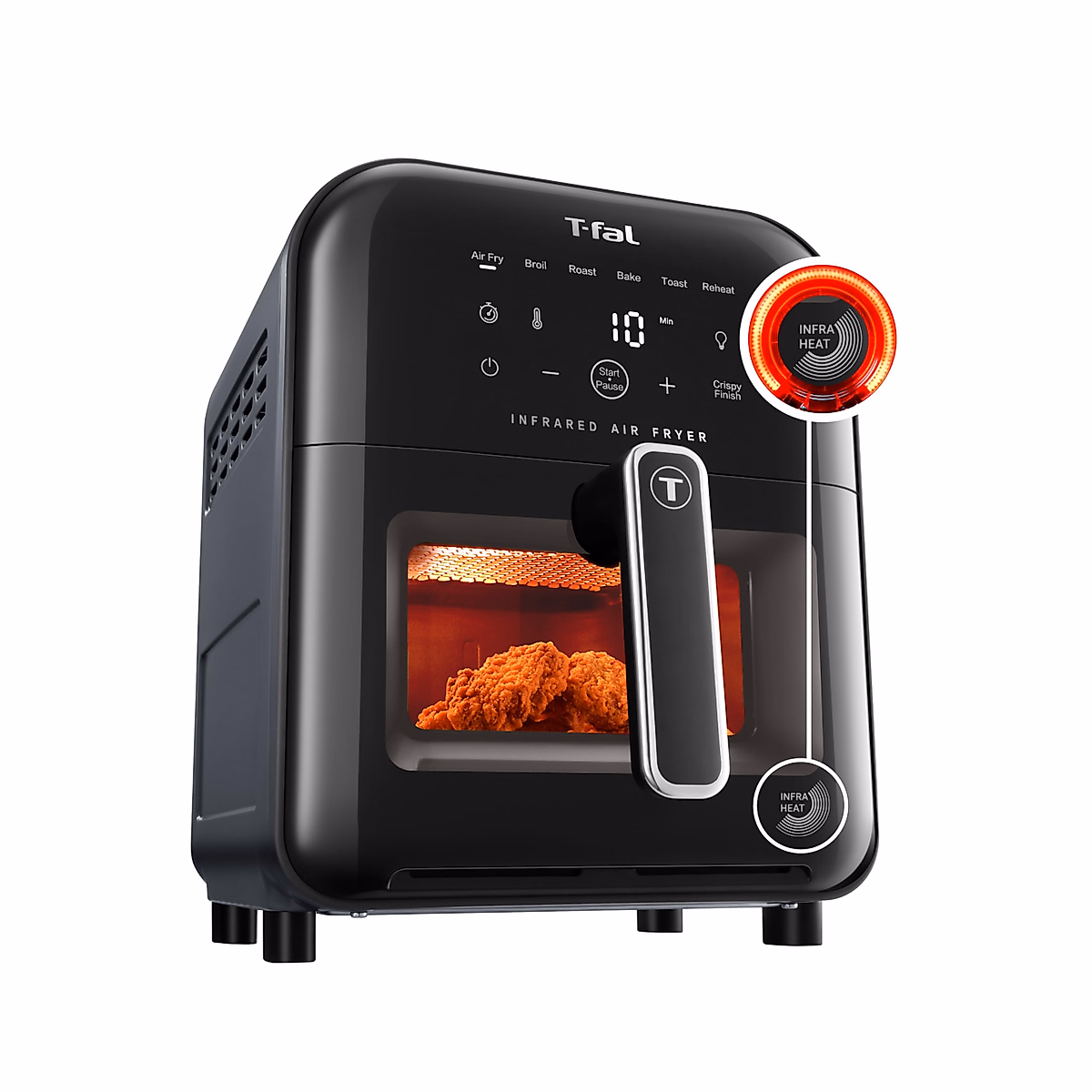 T-fal Infrared Air fryer, Premium Infra-heat Technology, 7 in 1, Extra Crispy, Fast Heat-up, 6.3 Quart, 1550W, Digital Touch screen, Black