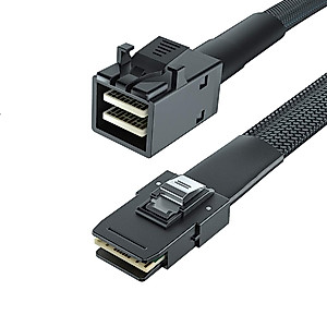 2 Pack 12G Internal Mini SAS HD SFF-8643 to SFF-8087(36Pin) Cable, 0.5m Internal Mini SAS to Mini SAS Cable, 36 Pin, with Sideband, 100 Ohm, Flexible, Support RAID, PCIE Controller, 0.5-Meter(1.6ft)