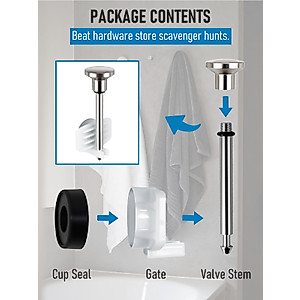 KootesDay 2-Pack Universal Tub Spout Diverter Repair Kit - Fix Leaky Bathtub Faucet in 3 Min with Valve Stems, Cup Seals & Gates, Leak-Proof Bathtub Faucets Repair Replacement Parts (Brushed Nickel)