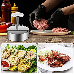 TIANTOU Burger Press, Stainless Steel Adjustable Hamburger Patty Maker, Non Stick Patty Making molds are Suitable for Beef, Vegetables, Burgers and Cooking,BPA Free - Ideal for BBQ, Silver
