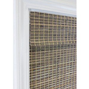 Radiance Cordless Bamboo Roman Shades for Windows - Flatstick Bamboo Blinds for Reduce Bright Light - Bamboo Roman Shades for Home & Offices - Driftwood - 29" W x 64" L - (2208852E)