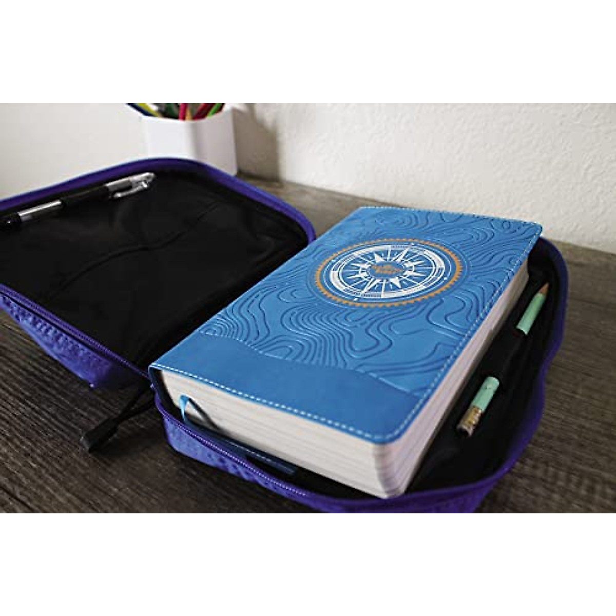 Adventure Bible Cover for Boys, Zippered, with Handle, Nylon, Blue, Medium