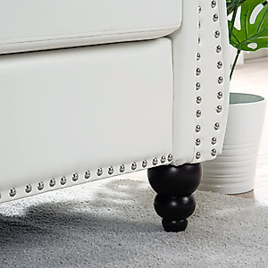 LEVNARY Chesterfield Sofa, Classic Tufted Upholstered Leather Couch, Modern 3 Seater Couch Furniture with Tufted Back for Living Room Office (Cream White)