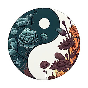 Floral Yin Yang Zen Flower Dualism Cosmic Spiritual Taoism PopSockets Swappable PopGrip