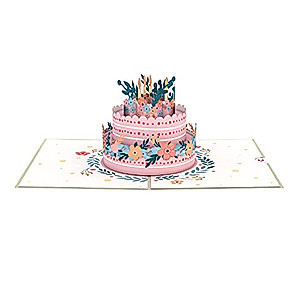 Lovepop Floral Birthday Cake Pop Up Card, 5x7-3D Birthday Card, Cake Greeting Card, Birthday Pop Up Cards, Pop Up Greeting Card for Birthday Gift