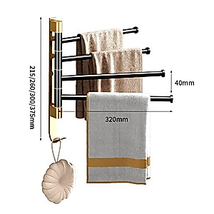 UXZDX Rotary Towel Rack Light Luxury Black Gold Punch-Free Bathroom Aluminium Activity Folding Organizer Shelf Hanging Wall Shelves (Color : 3, Size