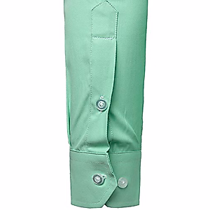 ZEROYAA Men's Long Sleeve Micro Twill Dress Shirt Basic Slim Fit Button Up Business Formal Shirts with Pocket ZYSGCL02 Light Green Large