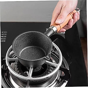 Small Cast Iron Pot Butter Melting Pot, Non-stick Cast Iron Sauce Pot with Wood Handle, Small Cast Iron Melting Pot, Hanging Butter Warmer for Milk Type 1