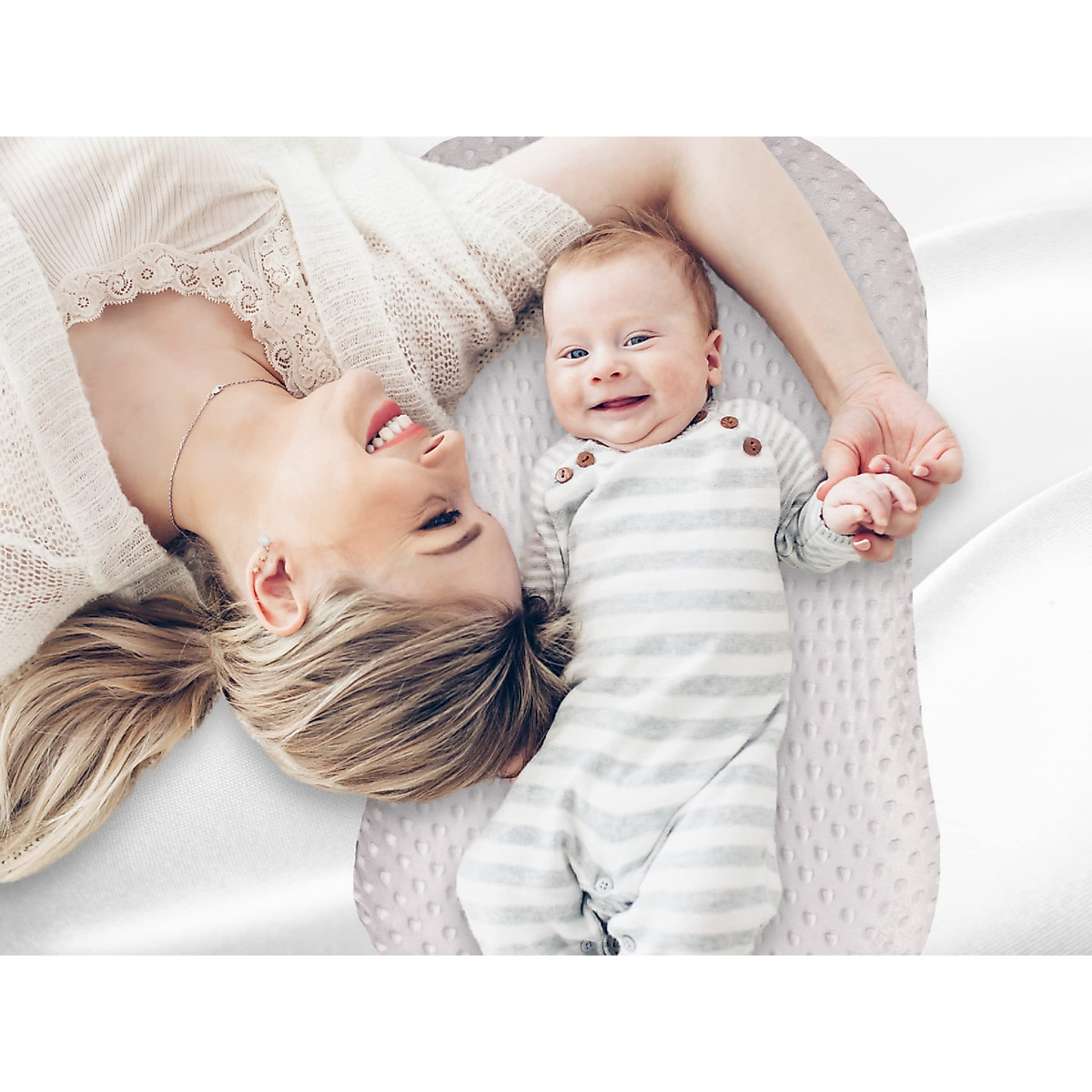 Mila Millie Water Resistant Removable Cover for Newborn Lounger | Minky Sensory Touch Slipcover for Baby Floor Seat | Premium Quality Soft Wipeable Fabric | Hypoallergenic (Fog)