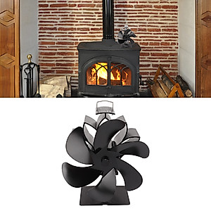 Naroote Stove Eco Fan, 6 Blade 1400rpm Wind Speed High Temperature Resistant Heat Powered Fan for Gas Furnaces