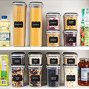 LARGE SET 28 pc Airtight Food Storage Containers with Lids (14 Container Set) Airtight Plastic Dry Food Space Saver Boxes, One Lid Fits All - Stackable Freezer Refrigerator kitchen Storage Containers