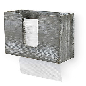 MyGift Rustic Graywashed Solid Wood Bathroom Paper Towel Holder Wall Mount Refillable Hand Towel Dispenser