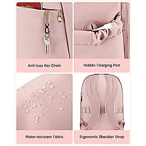 LIGHT FLIGHT Collge Laptop Backpack, 15.6 inch Laptop Travel Backpack for women, College Computer Bookbag Casual Bag for Work Travel College, Gifts for Women,Pink