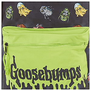 Goosebumps Horror Mask Allover Backpack Monsters and Zombies R.L. Stine Knapsack for Boys, Girls, Adults (Black)