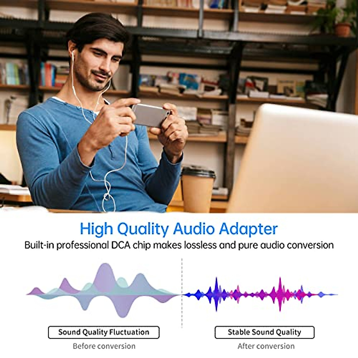 Yinker USB C to 3.5mm Female Headphone Jack Adapter【1 Pack】,Type C to Aux Audio Dongle Cable Cord