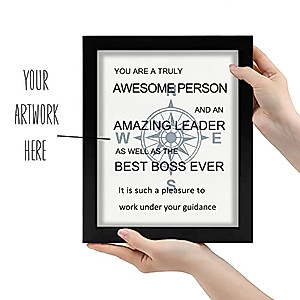 Cool Office Art Decor, Black Picture Frame 8x10, Wooden Photo Frame, Cleal Hanging Wood Poster Frame 9x11"