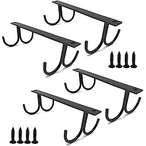 RONYOUNG 4 Sets Mug Holder Rack Under Cabinet Shelf , Mug Rack 16 Hanging Hooks for Mugs, Coffee Cups and Kitchen Utensils Display (4 Set, Black)