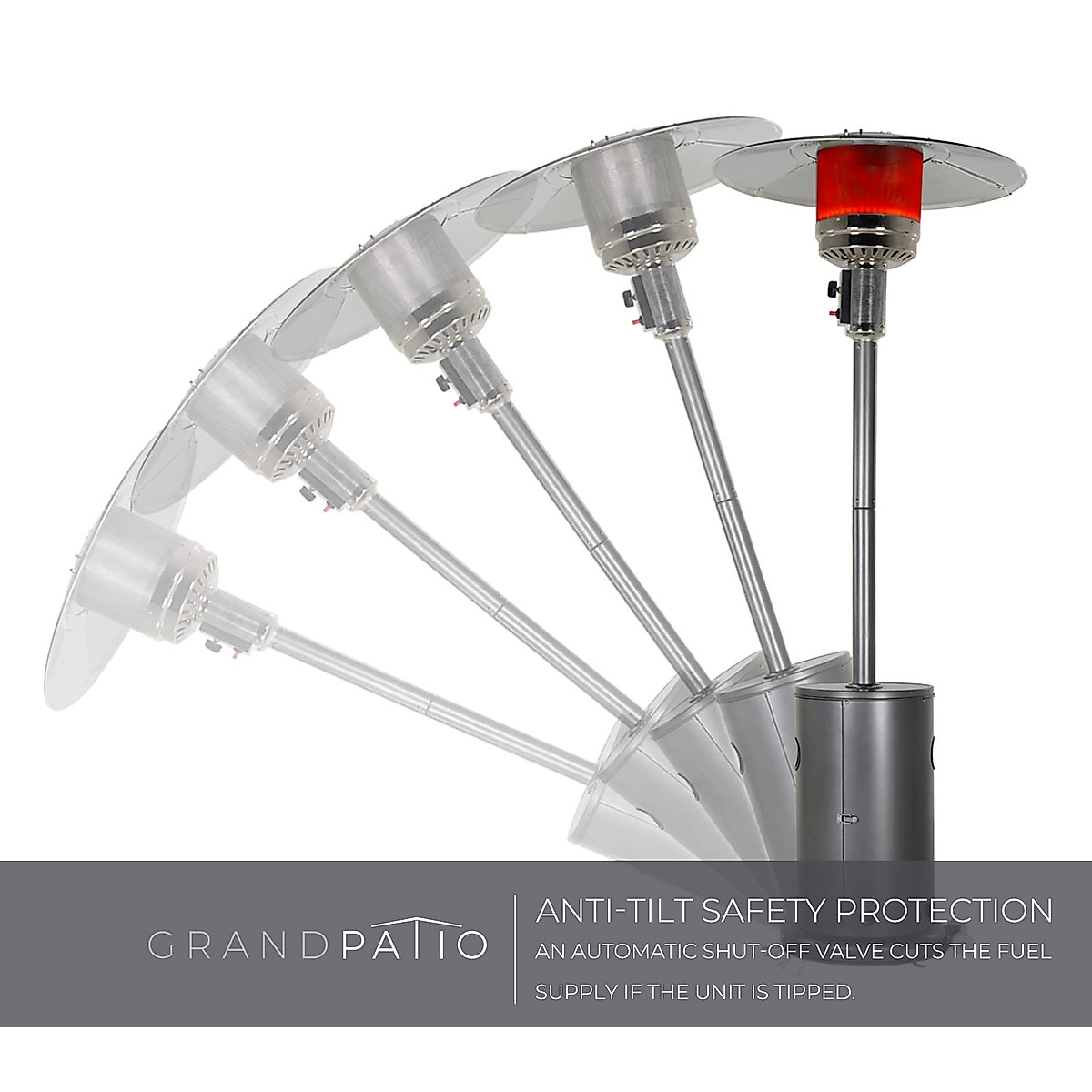 GRAND PATIO Outdoor Propane Heater with Wheels, 48,000 BTU Freestanding Mushroom 7' Powdercoated Steel LP Patio Heater with protective cover, Graphite