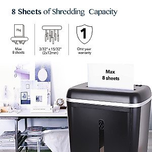 WOLVERINE 8-Sheet Super Micro Cut High Security Level P-5 Ultra Quiet Paper/Credit Card Home Office Shredder with 4.5 gallons Pullout Waste Bin SD9101 (Black)