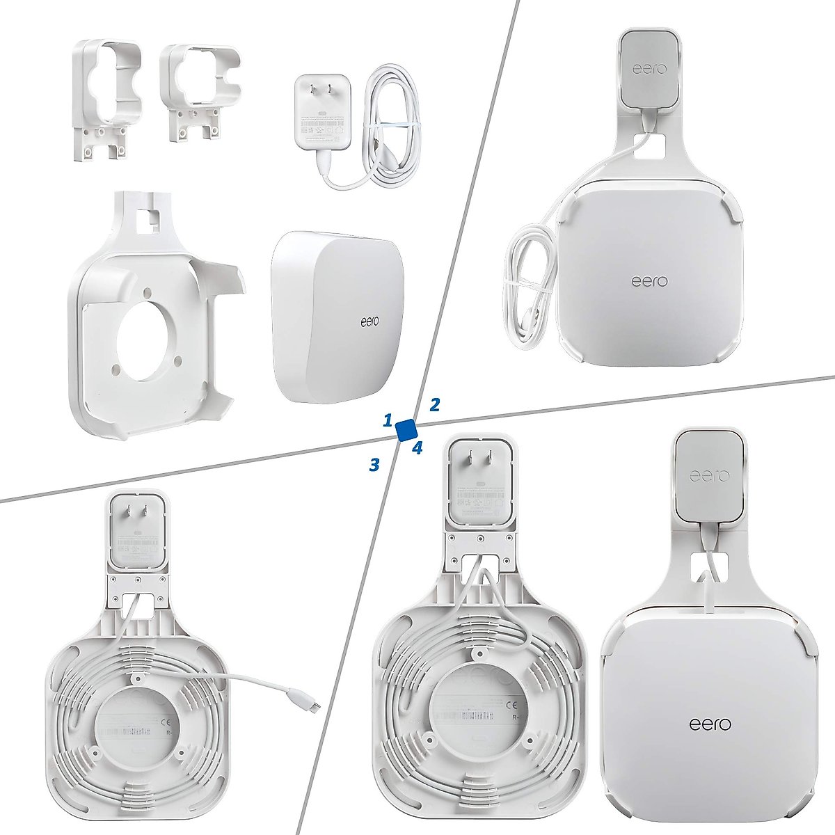 PETIMETI Wall Mount for EERO Pro 6 Mesh WiFi System, Space Saving Wall Mount Bracket for EERO Pro 6 Router with Cord Management and Easily Moved(3 Pack)