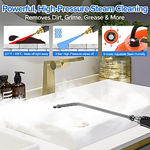 AUXCO 2500W Steam Cleaner, High Pressure Steamer for Cleaning, Portable Handheld Steam Cleaners for Home Use, Steamer for Car Detailing, Steam Cleaner for Upholstery, Kitchen, Bathroom, Grout and Tile