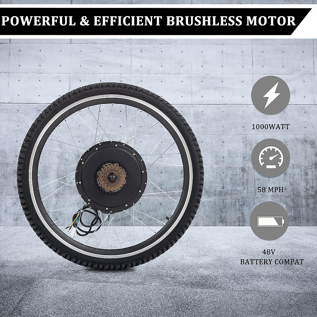 Ktaxon Electric Bike Conversion Kit, 48V 1000W Ebike Conversion Kit, 26" E-Bike Conversion Kits with PAS, LCD Display, Aluminum Alloy Frame and Gearless Hub Motor(Rear Wheel w/Flywheel)