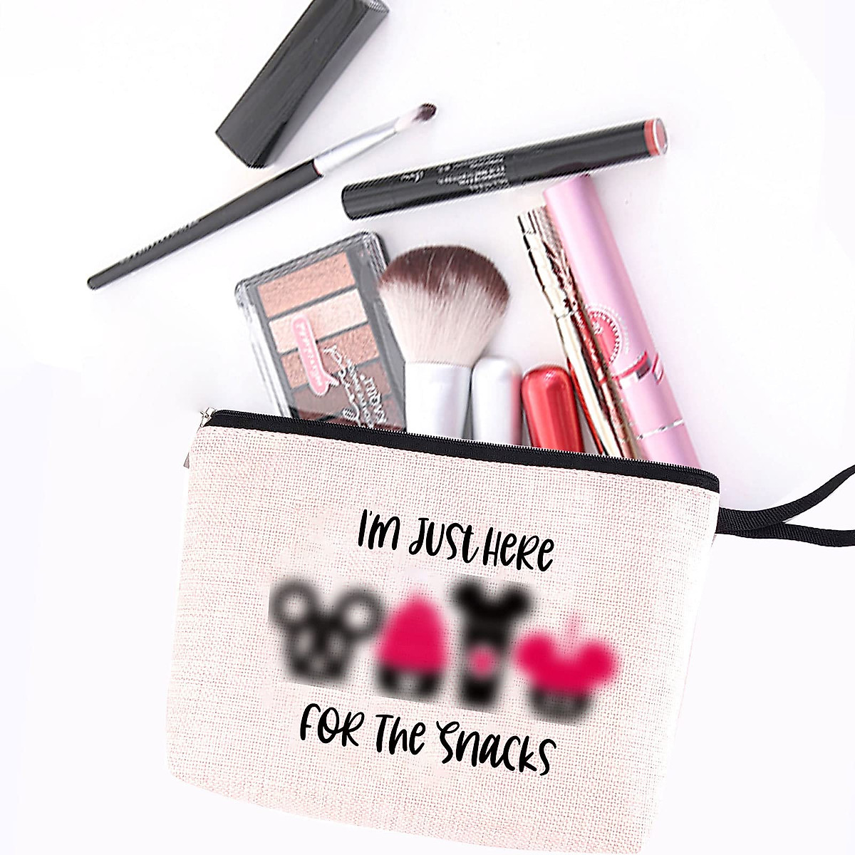 Hanamiya Na Snacks Bag for Travel, Funny Makeup Bag, Waterproof Makeup Bag, Washable, Reusable for Travel, Beach, Cute Toiletry Bag for Girls Teens Friends- I'm Just Here for The Snacks