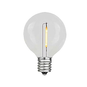 Novelty Lights 25 Pack G50 LED Light Bulbs, E17 C9 Intermediate Screw Base Shatterproof Outdoor String Lights Clear Globe Bulbs, Edison Light Bulbs for Patio Decor, Warm White, 0.6 Watt