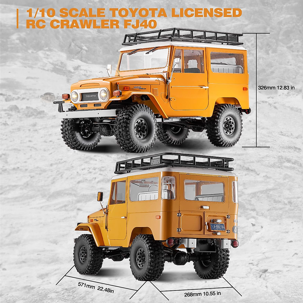 BEEZRC FMS 1/10 RC Crawler FJ40 Toyota Licensed RS 4WD 2.4G Model Car Hobby 4x4 RC Rock Crawler RC Car Offroad RC Truck Remote Control Car with Transmitter for Adults(Yellow) FMS11035RSYL