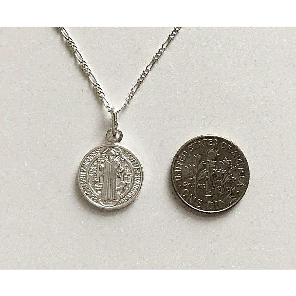925 STERLING SILVER SAINT BENEDICT NECKLACE 18" LONG 24X15mm / 925 PLATA ESTERLINA CADENA DE SAN BENITO 18" LARGO