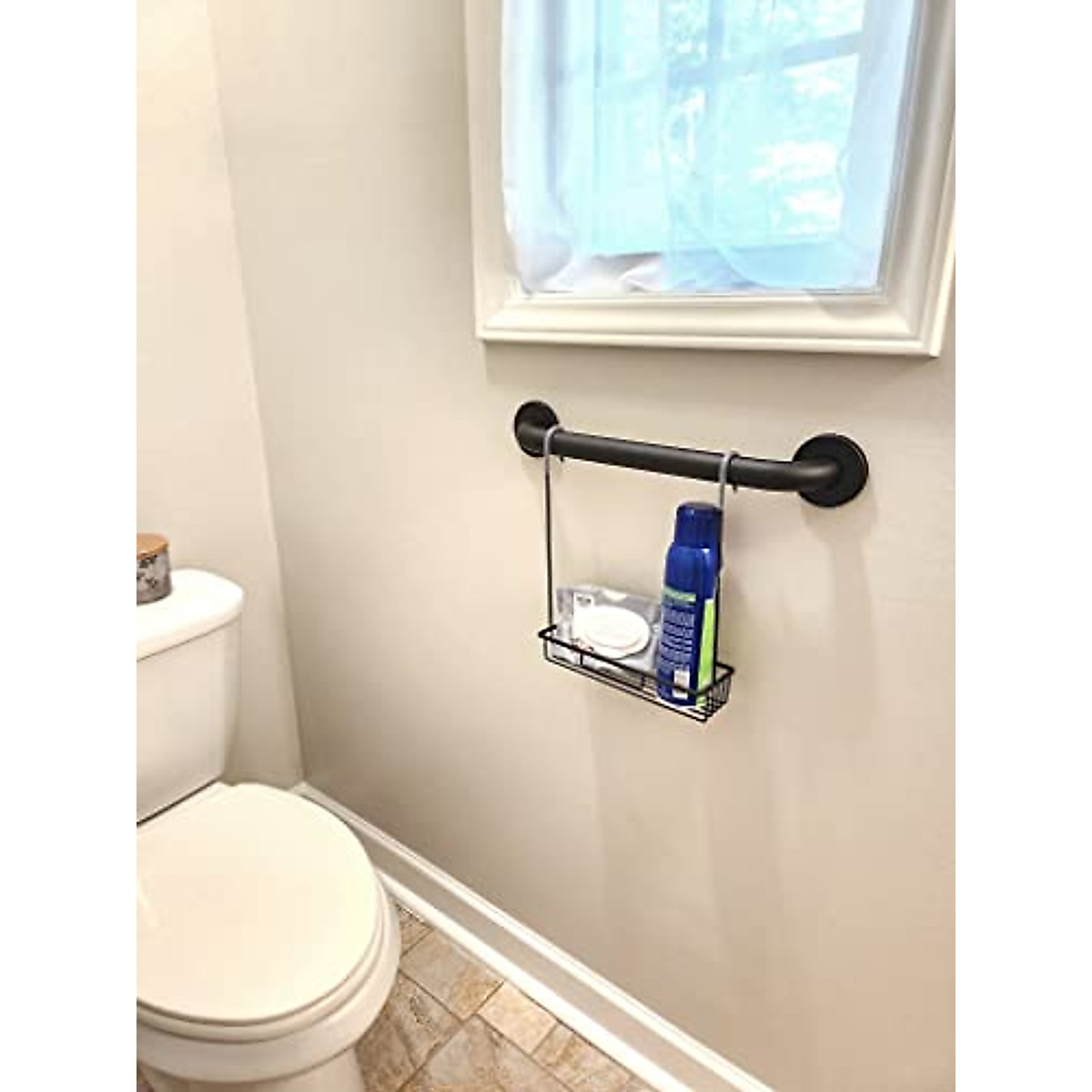 CSI Bathware Large Matte Black Universal Wire Accessory Tray for 1.25" OD Grab Bar