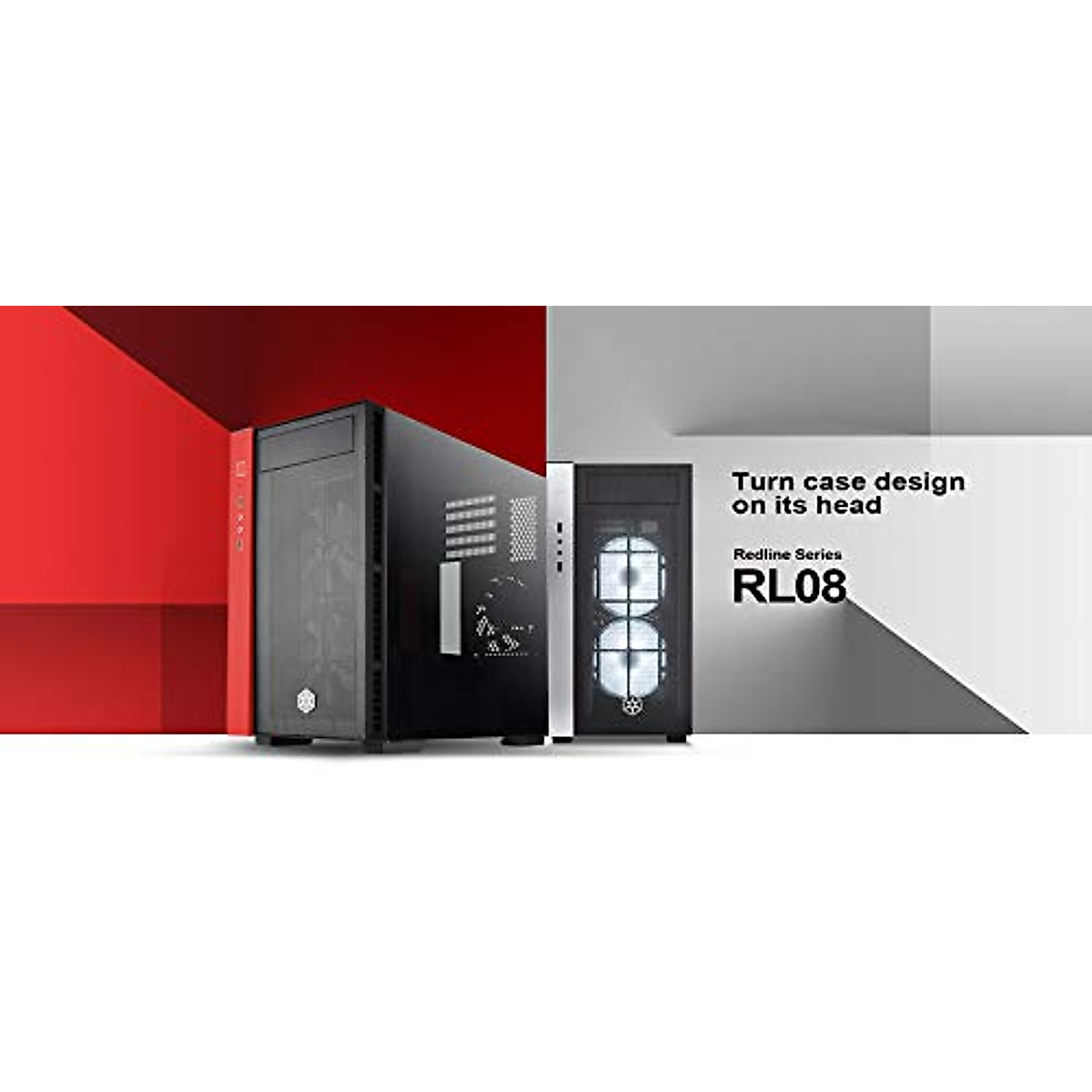 SilverStone Technology RL08BR-RGB Black and Red Micro-ATX Case with Tempered Glass Side Panel and 2 x120mm RGB Fans