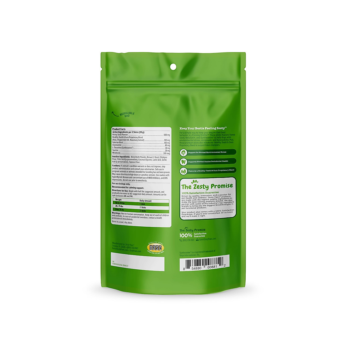 Zesty Paws OraStix for Dogs - Calming Dental Sticks for Stress with Hemp Melatonin Chamomile Dog Healthy Teeth and Gums Calm Composure for Fireworks and Thunderstorms - 12oz