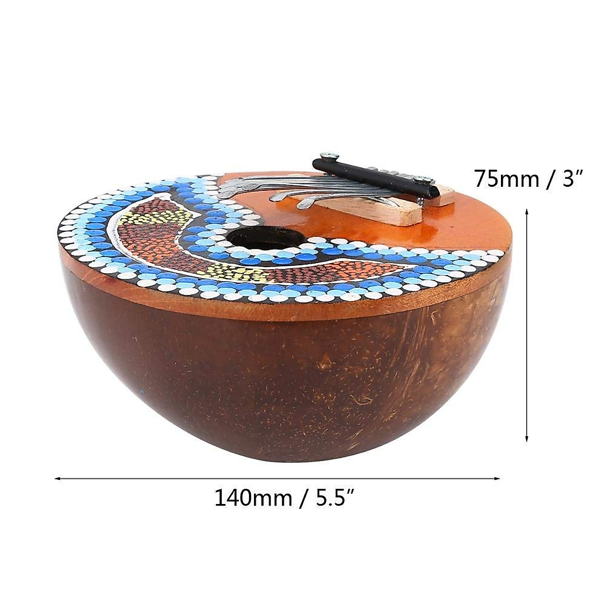 VGEBY1 7 Key Tuneable Coconut Shell Mbira Portable Kalimba Adjustable Finger Thumb Piano Musical Instrument (Random Pattern)