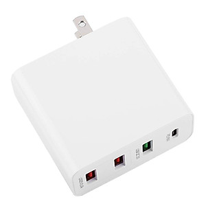 【𝐂𝐡𝐫𝐢𝐬𝐭𝐦𝐚𝐬 𝐆𝐢𝐟𝐭】 18W Charger, High Temperature Resistance 4 Port Charger, Durable PD Dual Chip Built-in Intelligent Chip for Traveling Outdoor Business(U.S. regulations)