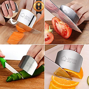 Jupswan Finger Guards for Cutting Stainless Steel Knife Cutting Protector Kitchen Tool Chef Knife Finger Guard for Food Chopping Cutting Avoid Hurting (2-Pack)