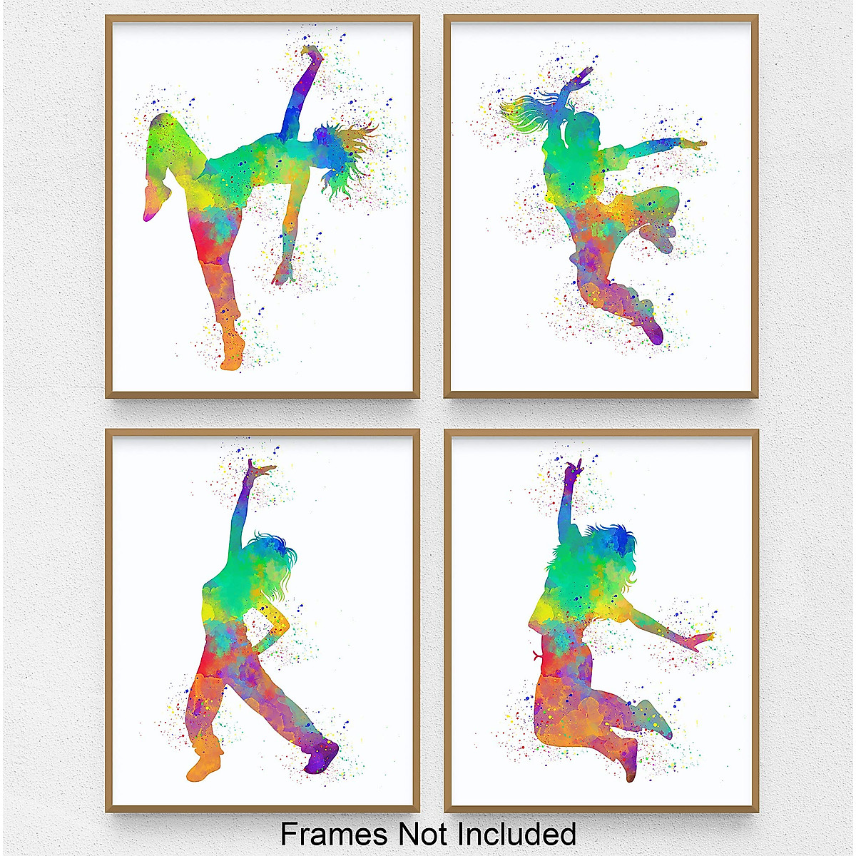Hip Hop Wall Art Girl Dancer Abstract Print Set of 4 8x10, Gift for Hip Hop Dancer, Freestyle Dance, Dance Teacher. Dnce Studio Dorm Room Decor