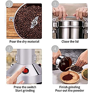 Grain Mill 150g High Speed Food Electric Stainless Steel Grinder Mill Seeds Flour Nut Pill Wheat Corn Herbs Spices & Seasonings Grinder Dry Grain Powder Machine