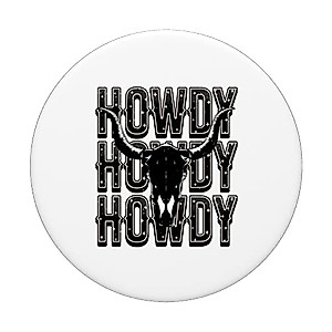 Cow Bull Skull Howdy Cowboy Cowgirl Western Country Music PopSockets Swappable PopGrip