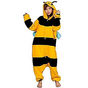 FashionFits Unisex Adult Cosplay Bee Animal Pajama Costume 1-Piece Halloween S