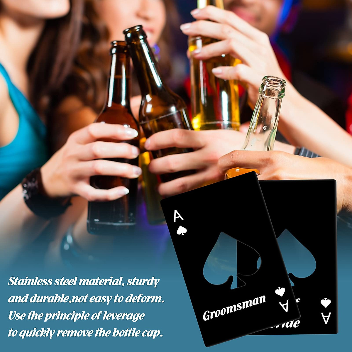 10 Pcs Poker Card Bottle Openers, Beer Opener Can Openers Groomsmen Wallet Bottle Opener Stainless Steel Ace of Spades Poker Shaped Bottle Cap Openers for Gift.