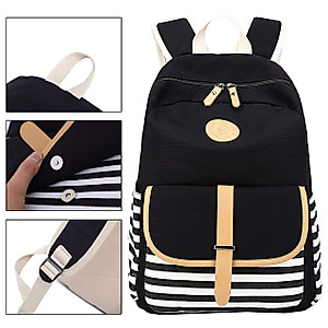 Geek-M Backpack set Canvas School Bag Teens Boys/Girls Book Bag Middle School Backpack