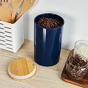 Sweese Ceramic Canisters for the Kitchen, 65oz Canister with Bamboo Lid Porcelain Food Storage Jar Modern and Clean Kitchen Organization for Coffee, Flour, Tea, Sugar, Airtight Container, Navy