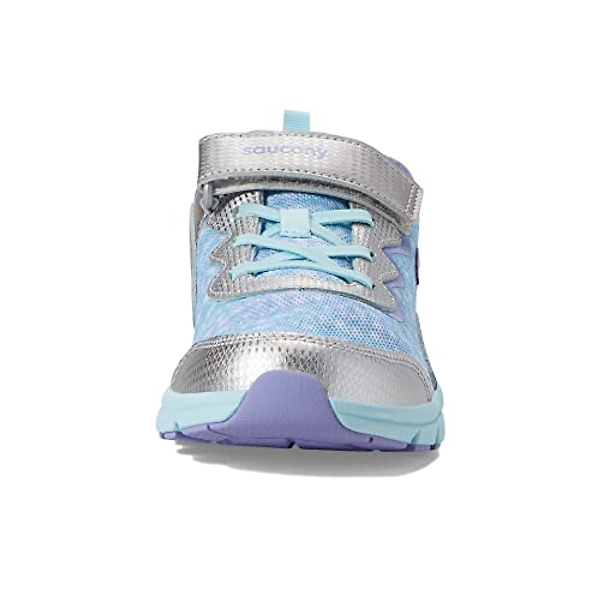 Saucony Flash Alternative Closure 3.0 Sneaker, Silver/Purple, 2 Wide US Unisex Little_Kid